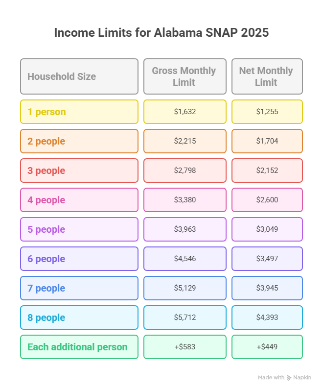 Alabama SNAP Income Limits 2025: Food Stamp Eligibility